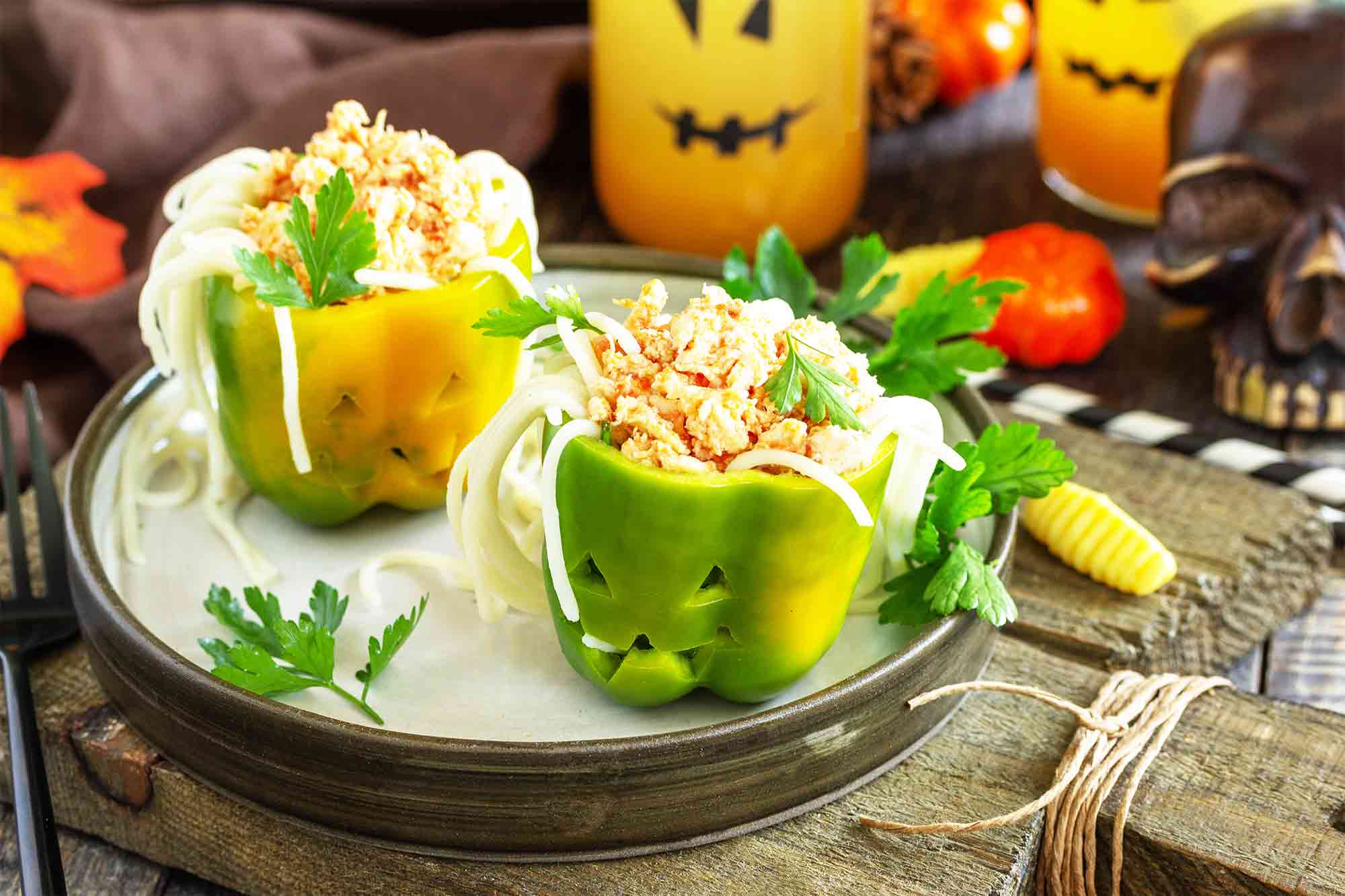 Halloween Stuffed Pepper Jack O'Lanterns - How To Make Recipes